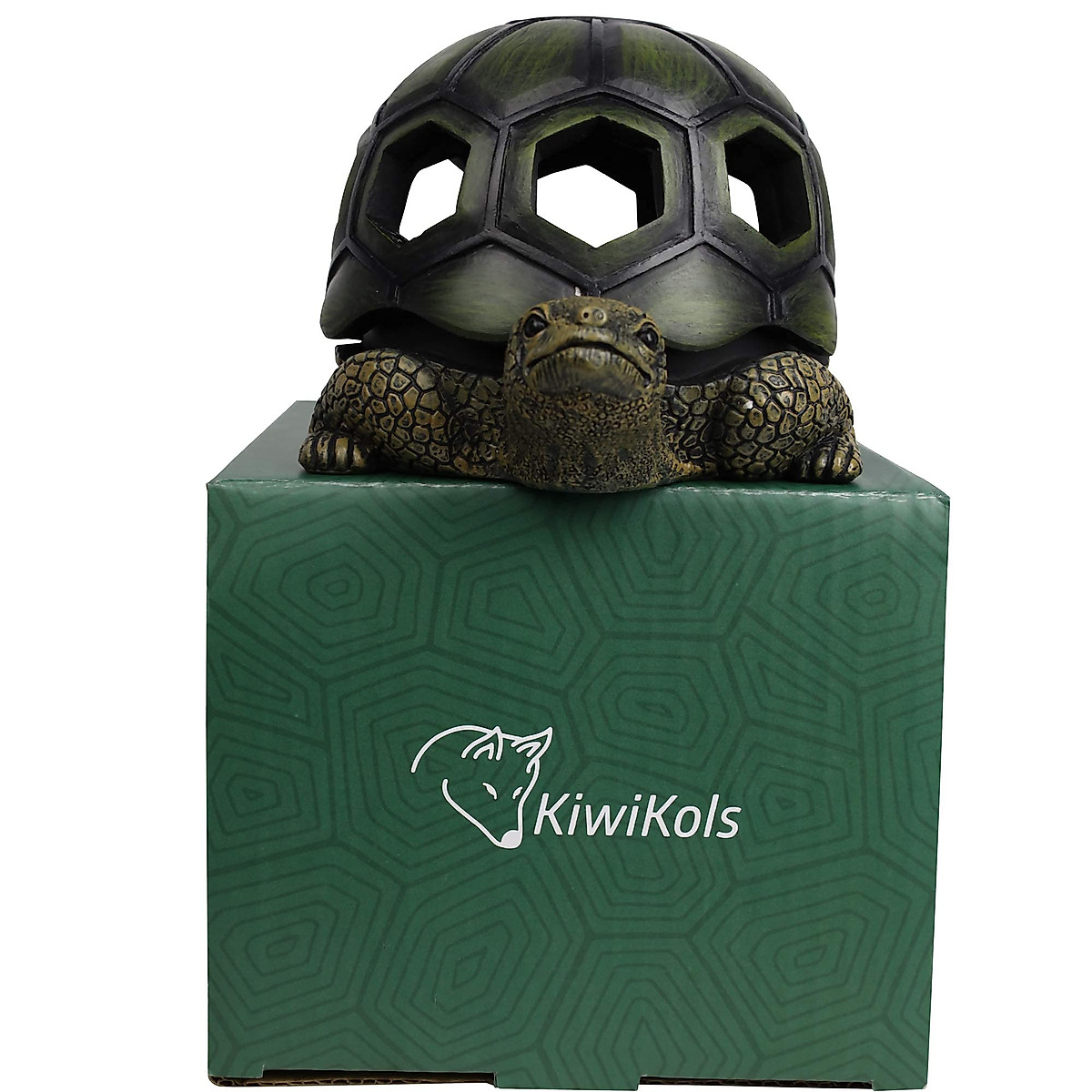 KiwiKols Large Turtle Ashtray - Cigar Use - Dark Green Resin - Discrete Decoration - Smoker Enthusiast - Cigarettes - Smokeless & Windproof - Outdoor Patio Ashtray