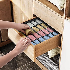 Joyoldelf Sock Drawer Organizer Divider 2 Packs Underwear Organizer, 24 Cell Collapsible Closet Cabinet Organizer Underwear Storage Boxes for Storing Socks, Handkerchiefs, Ties, Belts (Grey)