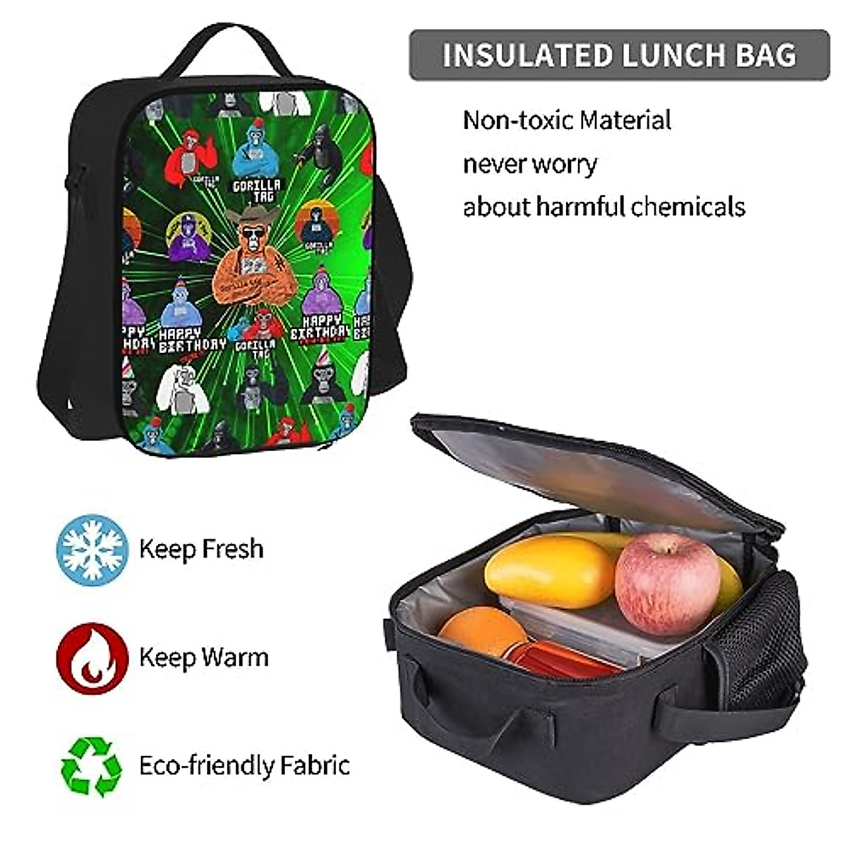 Moare Gorilla Tag Backpacks Set with Backpacks Lunch Bag Pencil Case Pencil Bag