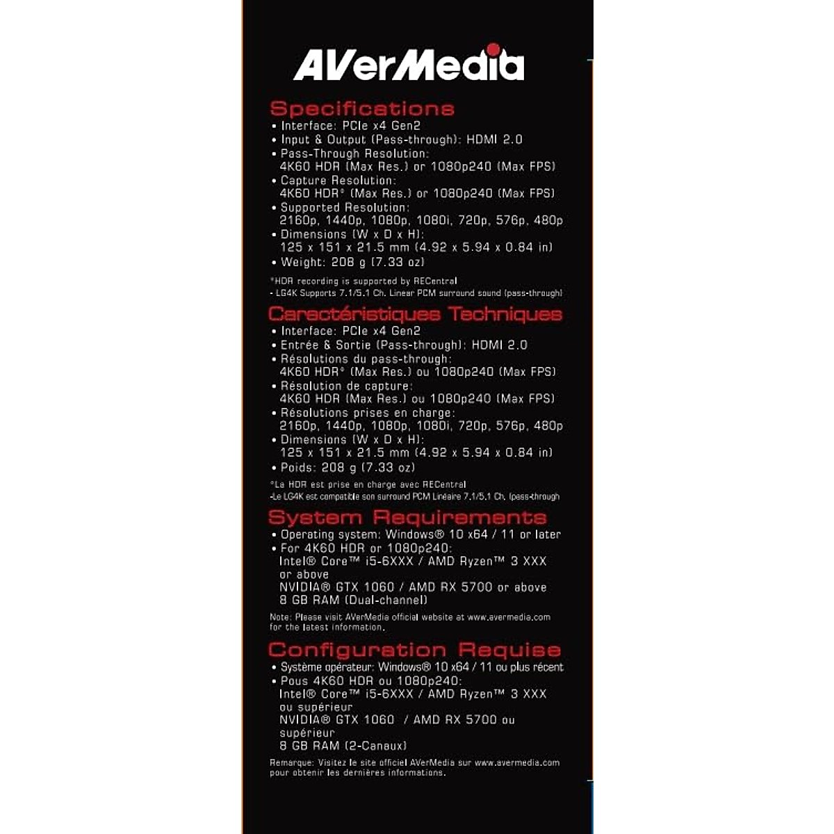AVerMedia GC573 Live Gamer 4K Internal Capture Card: 4K60 HDR10 Streaming and Recording with Ultra-Low Latency for PS5, Xbox Series X/S, OBS, Twitch, YouTube, Windows 11 - TAA/NDAA Compliant