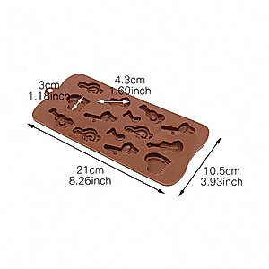 2Pcs Musical Instrument Silicone Chocolate Mold Music Note Bass Guitar Piano Saxophone Shape Candy Mini Soap Crayon Melt Mould Ice Cube Trays