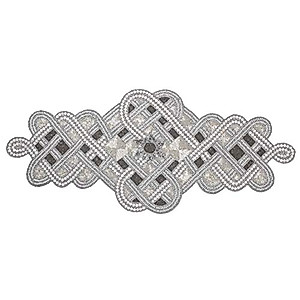 Alpha Living Home Handmade Fancy Scrolled Embroidery Beaded Table Runner for Tabletop and Kitchen Grey/Silver - Home Decor Mat for Wedding Party Family Gathering - Pack of 1 Measure 15.5 x 35 inches