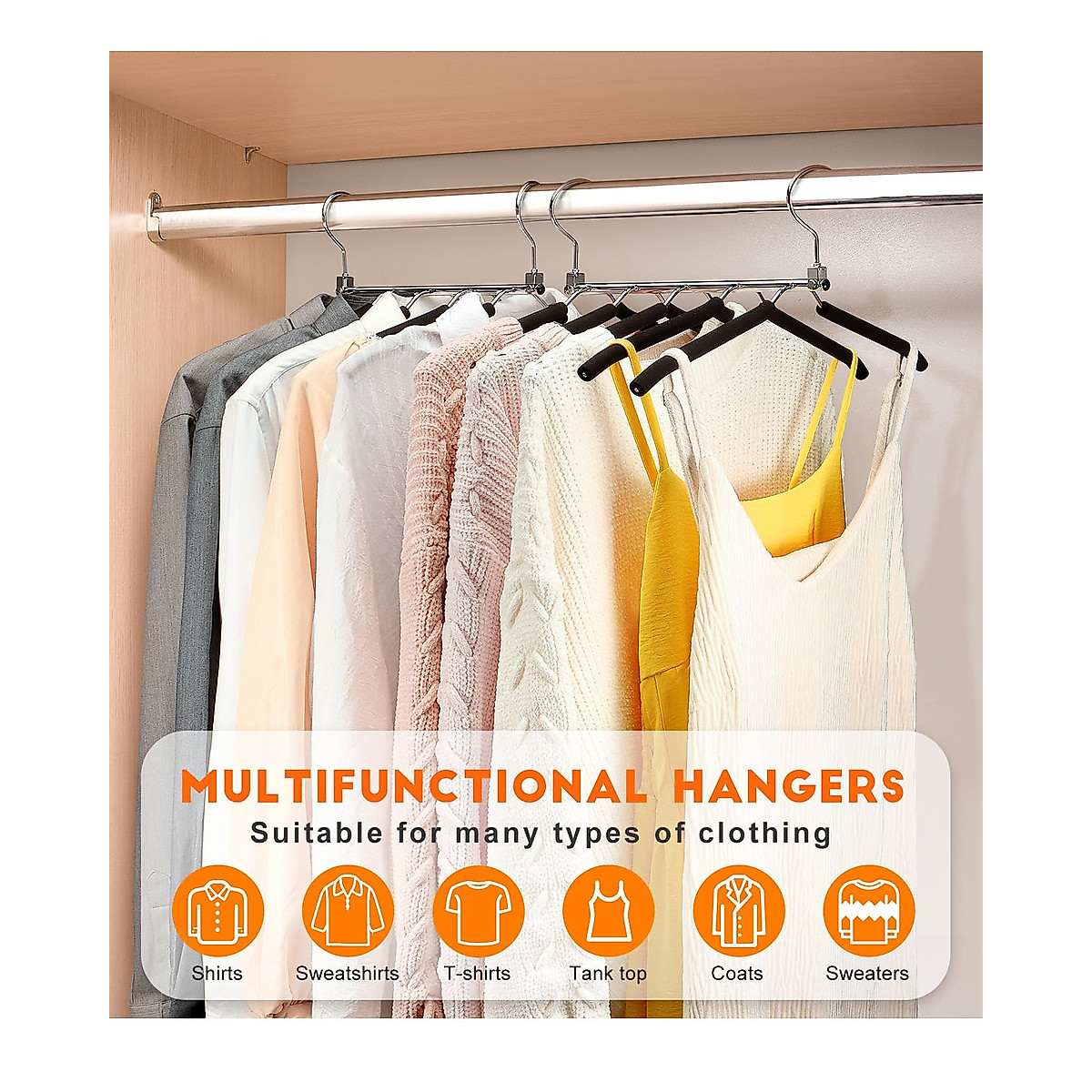 Space Saving Hangers for Clothes, HangerSapce Multi Layers Stainless Steel Shirt Hangers, 2 Pack Clothes Hangers Sapce Saving for Closet Organizers and Storage