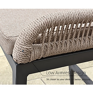 PURPLE LEAF Bar Stools Set of 2 Outdoor Bar Height Metal Stools Modern Wicker Rattan Barstools with Back Aluminum Outside Garden Patio Bar Chairs