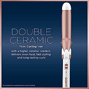 Conair Double Ceramic 1 1/4-Inch Curling Iron, 1 ¼ inch barrel produces loose curls – for use on medium and long hair