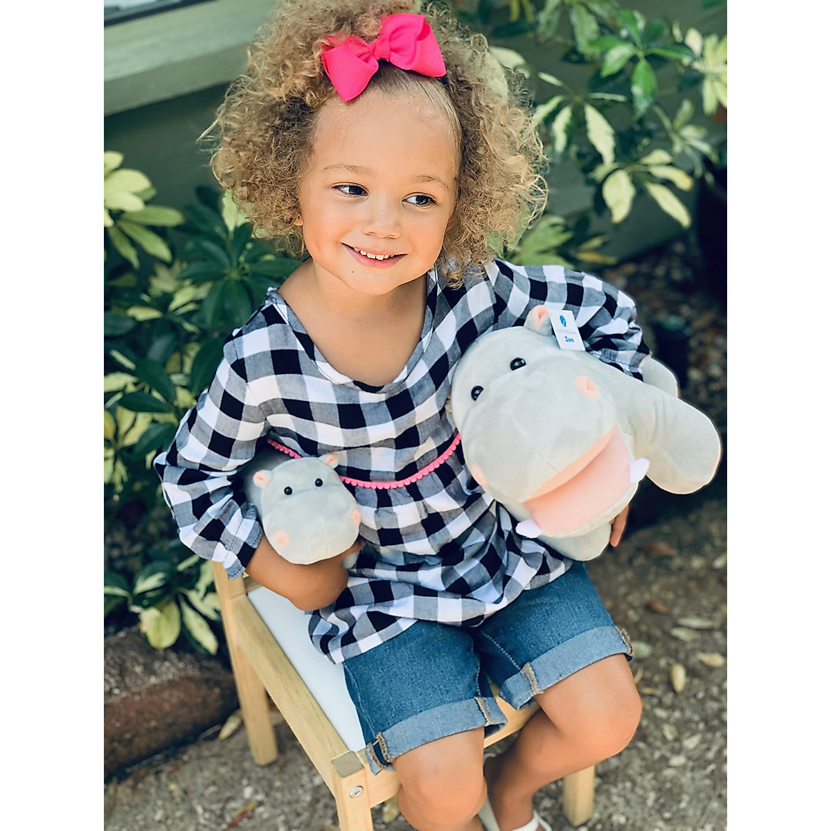 Mother and Baby Hippo Plush Toy Set | Super Soft Hippo Stuffed Animals | Cute Plushies for Kids' Bedroom | 17-In Safari Stuffed Animals for Girls & Boys | Hippo Stuffed Animal Toys by Exceptional Home