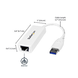 StarTech.com USB to Ethernet Adapter, USB 3.0 to 10/100/1000 Gigabit Ethernet LAN Adapter, USB to RJ45 Adapter, TAA Compliant