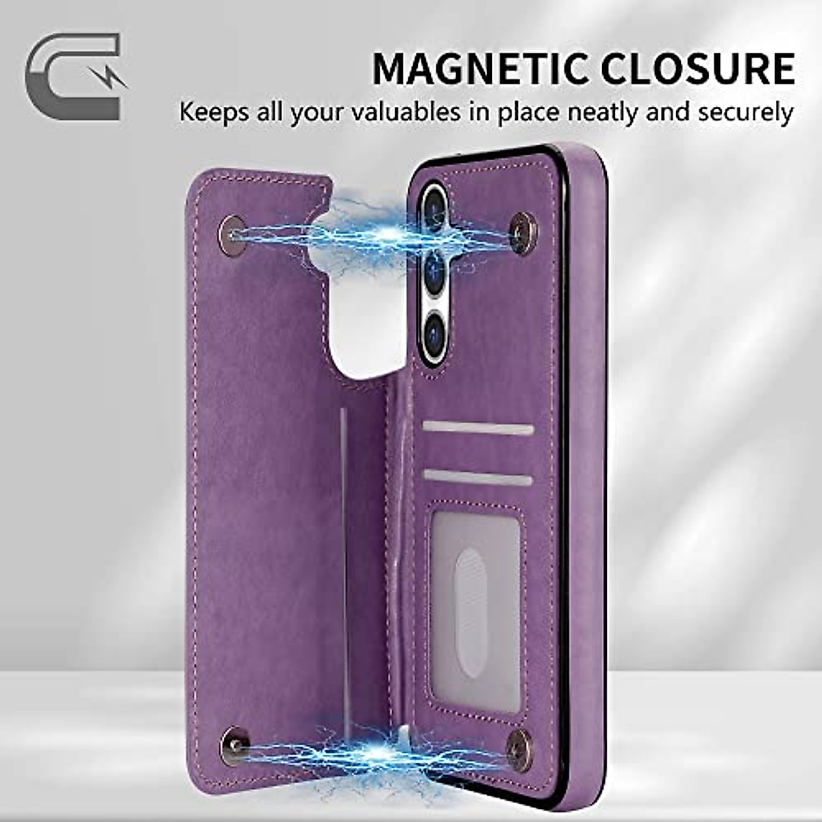 YWKJ Compatible with Samsung Galaxy A54 5G Case Wallet with Card Slot Butterfly Embossing Flip Leather Magnetic Clasp Protective Phone Case for Samsung Galaxy A54 Case Wallet(Purple-6.4 inch)