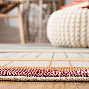 SAFAVIEH Orwell Collection 5'3" x 7'7" Blue/Yellow ORW367M Mid-Century Modern Deco Non-Shedding Living Room Bedroom Area Rug