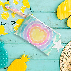 zcyxuuw Wet Bag, Wet Dry Bag, Wet Bag for Swimsuit, Travel, Beach, Pool, Diapers, Dirty Yoga Gym Clothes, Toiletries, Makeup Bag, Waterproof Hippie Retro Flower Decor for Women Birthday, 2 Pcs Set.