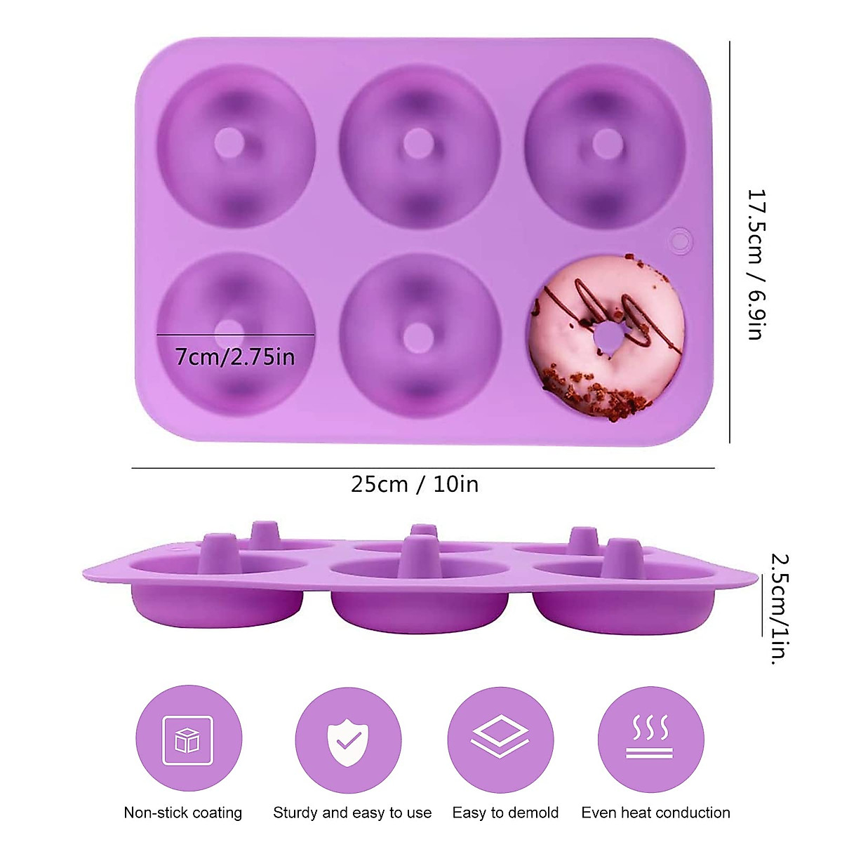 HEHALI 3pcs Donut Pan, Non-Stick Silicone Donut Mold, Bagel Doughnuts Pan for Baking in Clearance, Tray Measures 10x7 Inches