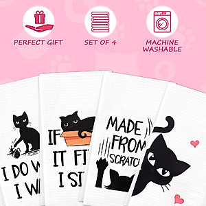 Vansolinne Cute Cats Microfiber Bath Towels Set of 4, 18in x 24in, Perfect for Cat Lovers, Housewarming Gifts