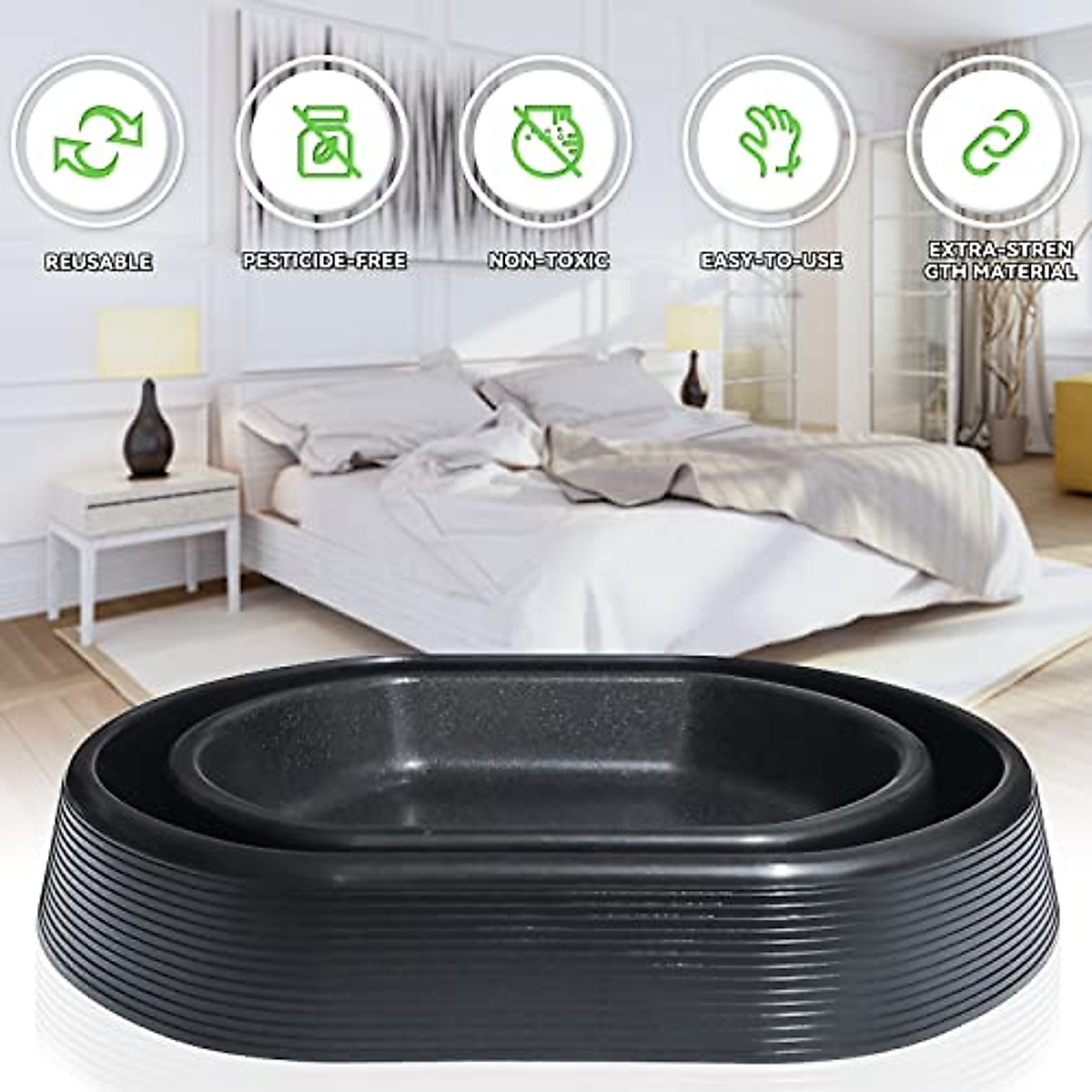 Bed Bug Interceptors | Bed Bug Interceptor Traps | Insect Trap, Monitor, and Detector for Bed Legs (Black - 12 pcs)