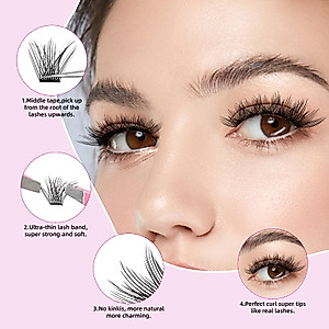 GUDE BANG Lash Clusters, 120pcs DIY Eyelash Extensions at Home, Mix Individual Cluster Eyelashes, Cluster Lashes Soft for Personal Makeup Use (FD-14-D, Mix 8-16mm)