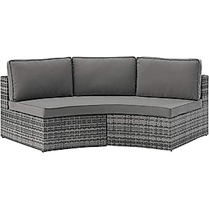 Crosley Furniture CO7120-GY Catalina Outdoor Wicker Round Sectional Sofa, Gray