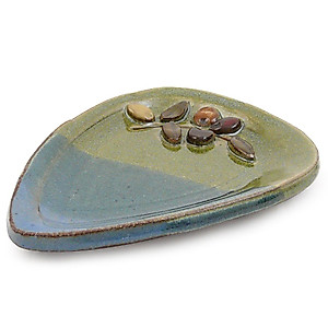 American Made Ceramic Stoneware Spoon Rest with Olive Branch Motif