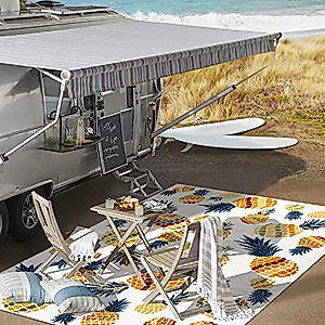 JONATHAN Y AMC117A-5 Ananas Bold Pineapple High-Low Indoor Outdoor Area-Rug, Tropical Coastal Casual Easy-Cleaning,Bedroom,Kitchen,Backyard,Patio,Non Shedding, 5 X 8, Orange/Navy