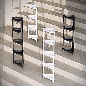 Purdaz 4 Tier Shower Caddy Organizer Shelf Corner, Rustproof, Plastic Shower Rack Stands for Inside Bathroom,Shower Pan, Black