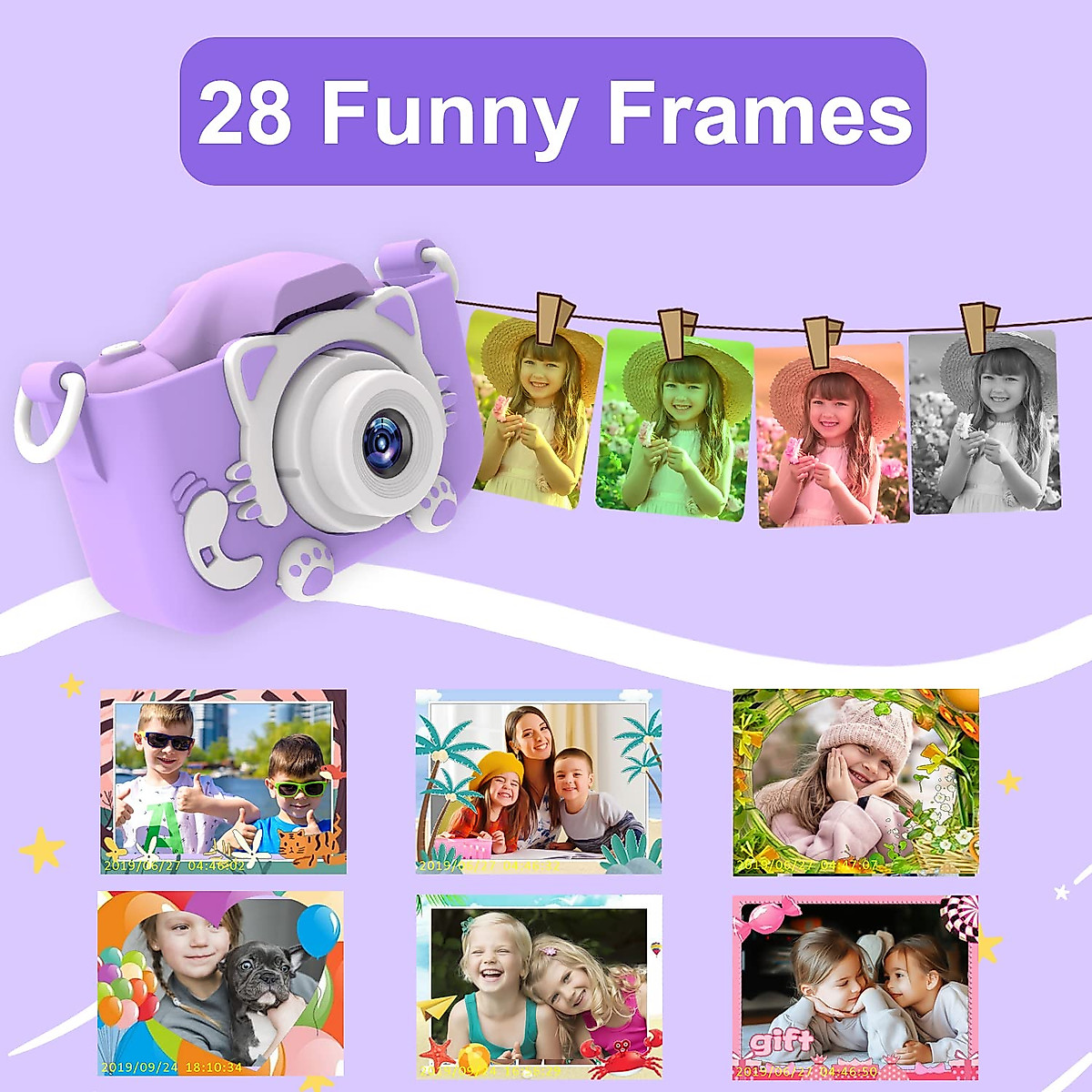 goopow Kids Selfie Camera, Christmas Birthday Gifts for Boys Age 3-9, HD Digital Video Cameras for Toddler, Portable Toy for 3 4 5 6 7 8 Year Old Boy&Girls with 32GB SD Card