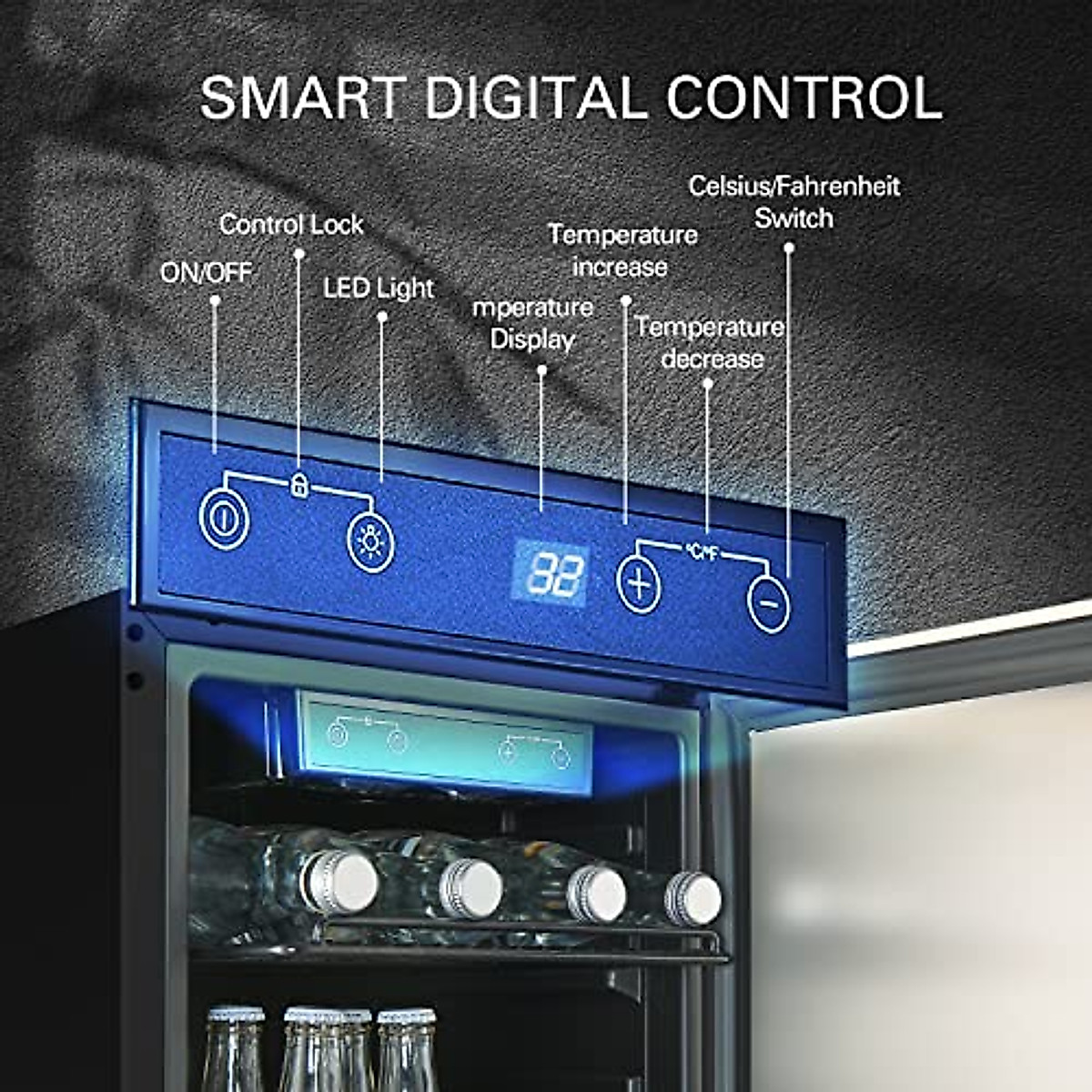 HCK Beverage Refrigerator 15 Inch, Under Counter Beverage Fridge with Stainless Steel Door, 3.18 cu.ft Built-in and Freestanding Outdoor Mini Fridge for Patio, Outdoor Kitchen, Soda and Beer