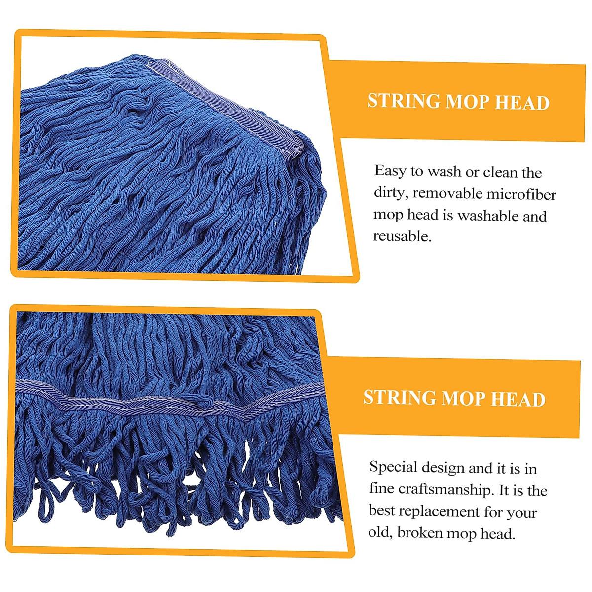 VILLFUL String Mop Replacement Head Dry Mop Pads Heated Hair Rollers Commercial Cut End Cotton Mop Cotton Yarn Mop Head Heavy Duty Mop Refill Cotton Yarn Mop Pad Color Separation