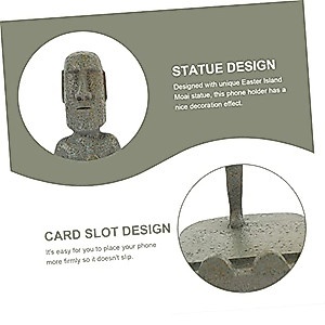 HOOTNEE Mobile Phone Holder Garden Easter Island Sculpture Desk Cell Phone Holder Phone Stand for Desk Charger Stand Office Phone Holder for Desk Resin Intelligent Charging Station