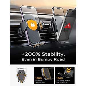 LISEN Phone Mount for Car [Ultla Stable] Phone Holder for Car Vent[Never Blocking] Steel Hook Clip Car Phone Holder Mount for iPhone 15 14 13 Pro Samsung Galaxy S223/S22/S21 All Phones