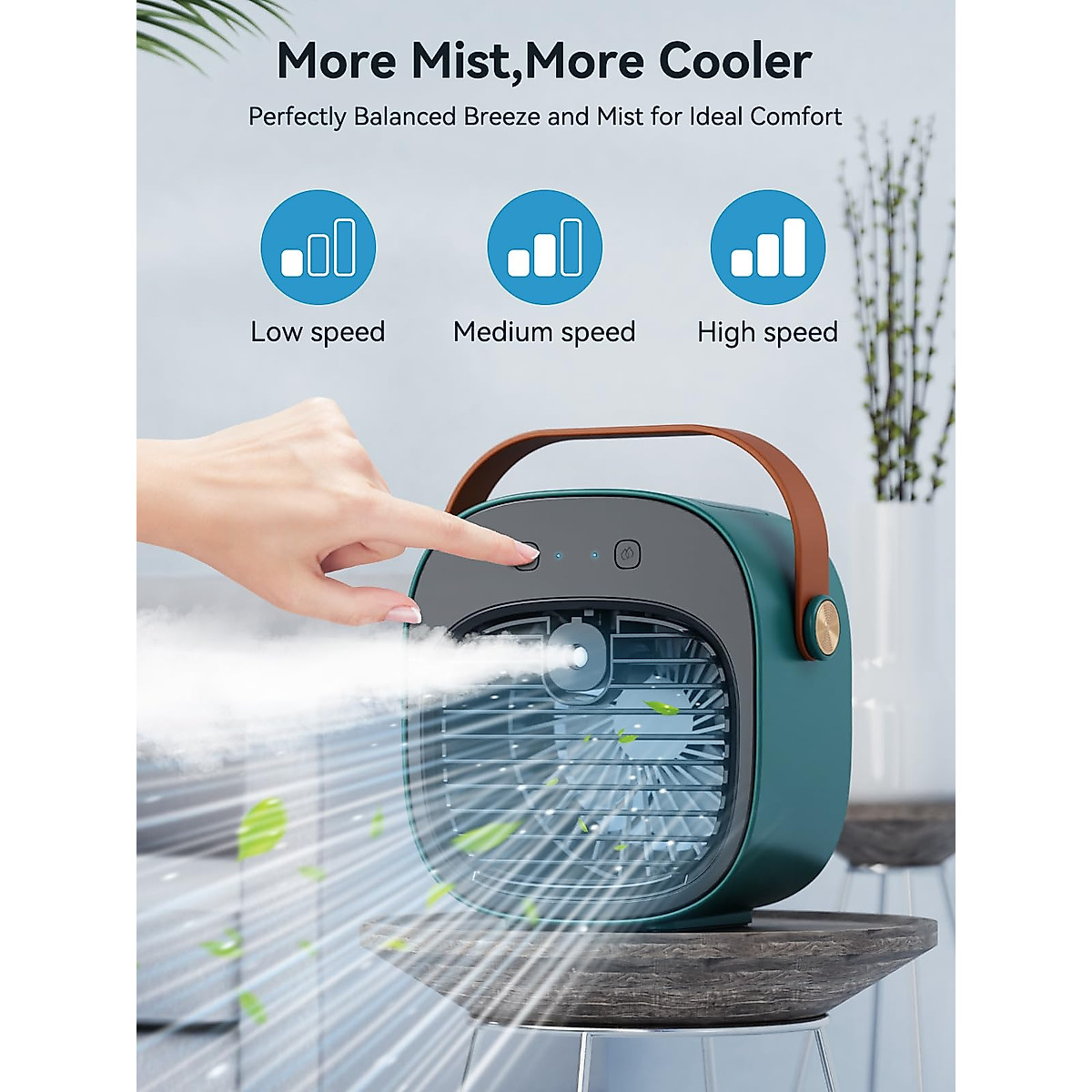 2024 Air Conditioner Portable- Rechargeable Personal Air Cooler with 3 Speeds, Mini Air Conditioner Fan, Quiet Desk Cooling Fan for Home, Bedroom, Travel, Office, Outdoor, Indoor