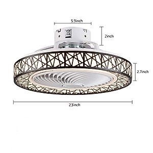 OUKANING Ceiling Fan with Lights 22-23 inch Invisible Acrylic Blade Metal Shell Ceiling Light Fan, LED Remote Control 3-Color Dimmable Lighting Fan (22" Water Drop Pattern)