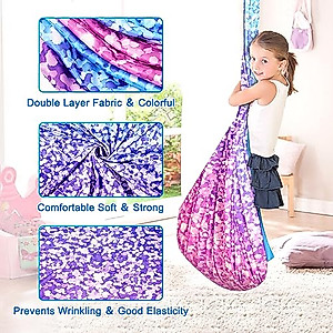 Levligle Sensory Swing for Kids Indoor - Outdoor Double-Layer Hammock Swing Special Needs Sensory Joy Therapy Cuddle Chair with 360° Swivel Hanger Kit Adjustable Swing for Aspergers Autism ADHD Adults