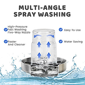 Glass Rinser for Kitchen Sink, High-Pressure Bottle Washer Stainless Steel Glass Rinser for Kitchen Sink Glass Cup Cleaner Sink Attachment Washer Baby Bottle, Glass Cup, Wine Glass