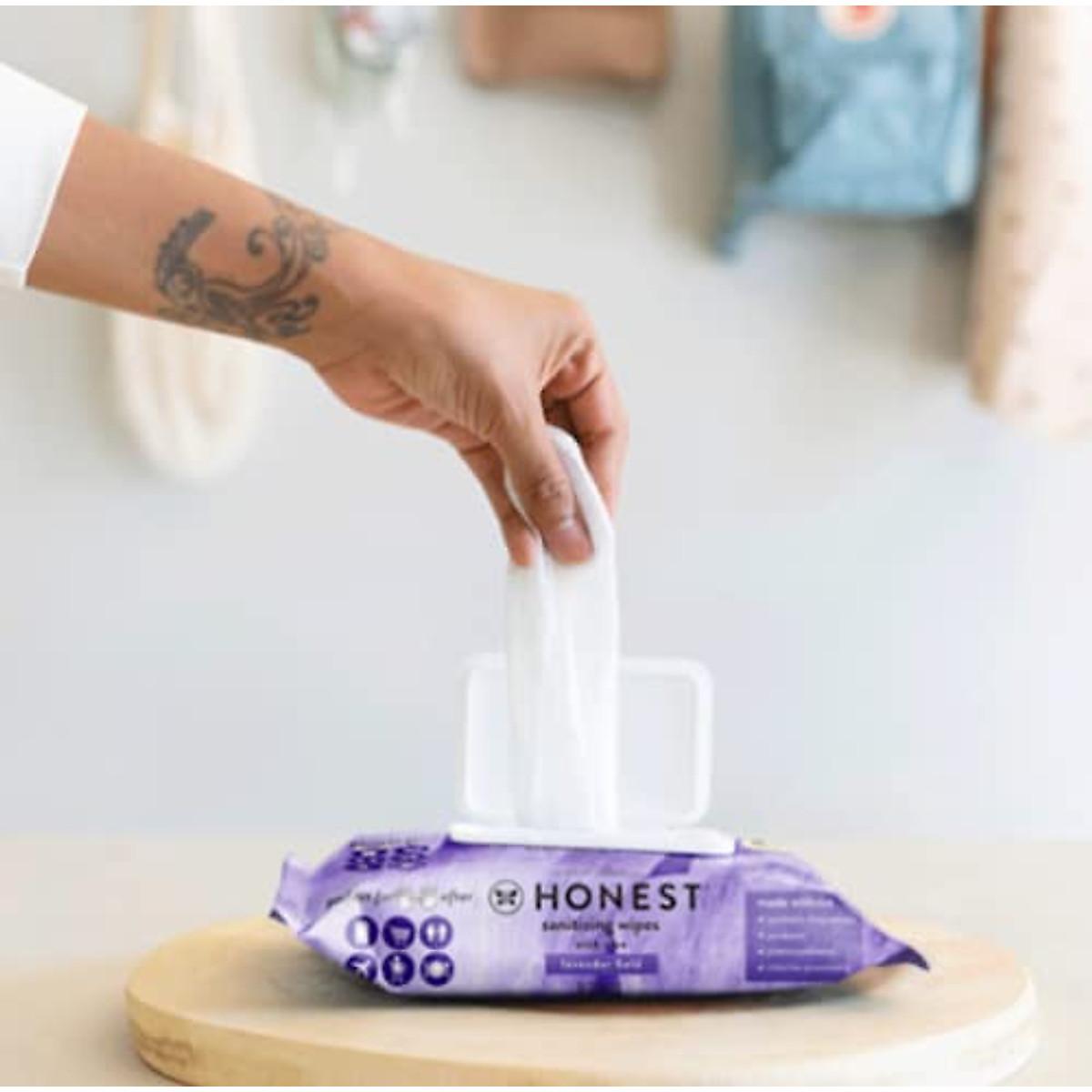 The Honest Company Sanitizing Alcohol Wipes, Lavender, 50 Count (Pack of 3)