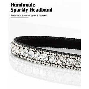 Wecoe Rhinestone Headband Silver Bling Sparkly Diamond Hair Band for Bridal, Birthday, Holiday, Homecoming Women's Gifts