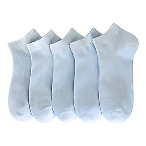 SERISIMPLE Women Viscose Bamboo Ankle Socks Low Cut Thin Sock Lightweight Pastal Color Soft Sock 5 Pairs(Blue, Large)
