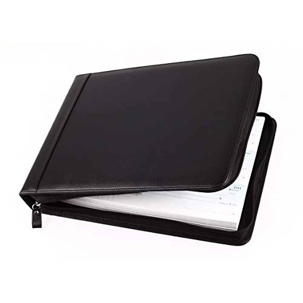 2Fold Zippered Business Check Binder 7 Ring for 3-Up Business Size Checks with Extra Business Card Case - PU Leather Deluxe 7 Ring Checkbook Binder Portfolio with 600 Check Capacity and Storage