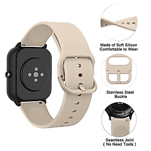 Meliya Bands for Amazfit GTS/GTS 2/GTS 3/GTS 2e/GTS 2 mini/GTS 4 mini/GTS 4/GTR mini, 20mm Silicone Watch Band Replacement Straps for Amazfit Bip U Pro/Bip/Bip Lite/Bip S/Bip S lite/Bip U/Bip 3/Bip 3 Pro (Milk Tea)