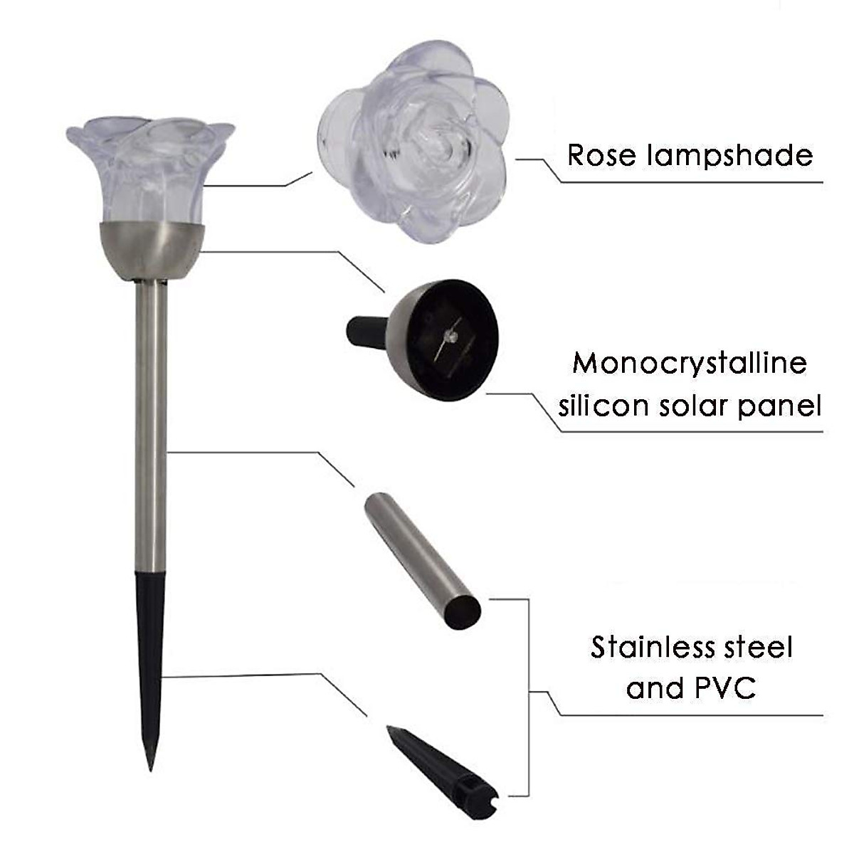 TANGIST Nordic Solar Lawn Home Garden Light Solar Waterproof Light LED Outdoor Decorative Light Floor Lamp Outdoor Rose Light Modern Style Home Decoration