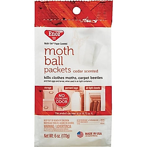 Enoz Moth Ball Packets - Ceder Scented Kills Clothes Moths, Carpet Beetles, and Eggs and Larvae