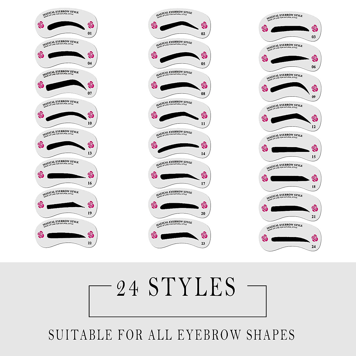 IONSGAKO 24PCS Eyebrow Stamp Stencil Kit Eyebrow Stencils Eyebrow Template Eyebrow Shaper Kit Brow Stencil for Shaping Fashionable Eyebrows