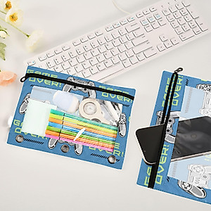 WIFIU Joysticks Gamepad Slogan Pencil Pouch for 3 Ring Binder Pockets Clear Window Pencil Bag with Smooth Zipper Video Game Controller Pencil Case for Organization Office Supplies Cosmetics 2 Pack