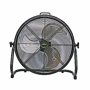 iLiving 18" Rechargeable Battery Operated Camping Floor Fan, High Velocity Portable Outdoor Fan with Metal Blade, With Built-in Lithium Battery for Whole Day Usage, 18 Inches, Military Green
