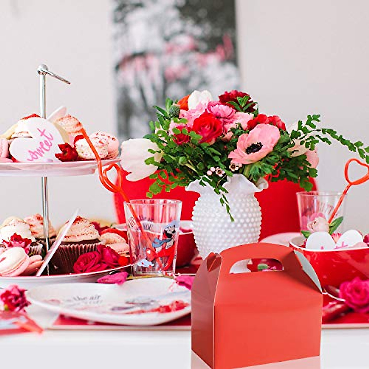 Rainbow Treat Boxes Party Favor Boxes,24 Pack Cardboard Gift Boxes for Bridesmaid Proposal/Birthday/Party/Wedding, Red Kraft Paper Present Packaging Box with Lids (6.2 x 3.5 x 3.6 In)