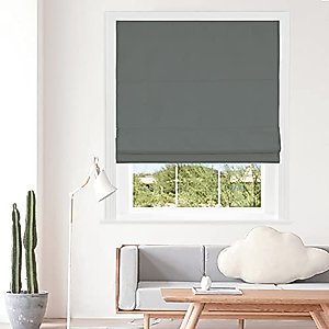 SUNFREE Cordless Roman Shades for Windows, Blackout Room Darkening Roman Blinds, Thermal Insulated Window Blinds Treatment, Washable Roman Blind for Living Room, Bedroom, Kitchen, 34" x 64", Grey