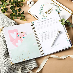 Wedding Planner - Wedding Planner Book and Organizer for the Bride with 5 Tabbed Sections, 12" x 9", Hardcover with Metal Corner + 5 Inner Pockets + Sticker + Elastic Closure Band