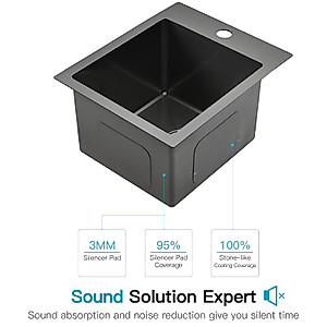 13 Black Drop In Kitchen Bar Sink, ZDHHT 13 x 15 Inches 304 Stainless Steel Topmount Single Bowl Small Kitchen Bar Sink Laundry Sink Outdoor Sink RV Sink