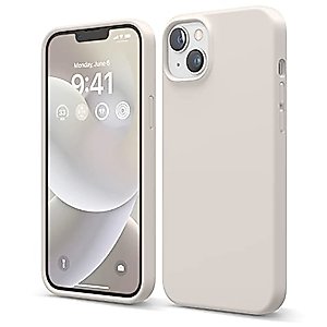 elago Compatible with iPhone 14 Plus Case, Liquid Silicone Case, Full Body Protective Cover, Shockproof, Slim Phone Case, Anti-Scratch Soft Microfiber Lining, 6.7 inch (Stone)