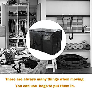 CUXFLS Moving Bags Heavy Duty Extra Large Stroage Bags with Strong Zippers and Handles for Moving Supplies, Foldable Heavy-Duty Storage Bags Storage for Space Saving, Alternative to Moving Boxes（Black - L - Set of 4）