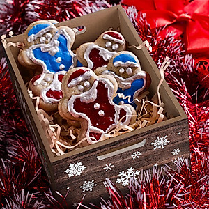 Namalu Christmas Hot Cocoa Bar Storage Box Wooden Crate with Handles Hot Cocoa Decorative Rustic Farmhouse Wood Basket Christmas Wood Storage Bins Organizer Bucket for Xmas Candy Dish Home (Wood)