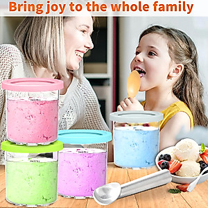 4 Pack Creami Pints and Lids for Ninja, Ice Cream Containers Compatible with Ninja Creami NC299AM C300s Series Ice Cream Maker, Replacement Pints Containers and Lids, BPA-Free & Dishwasher Safe