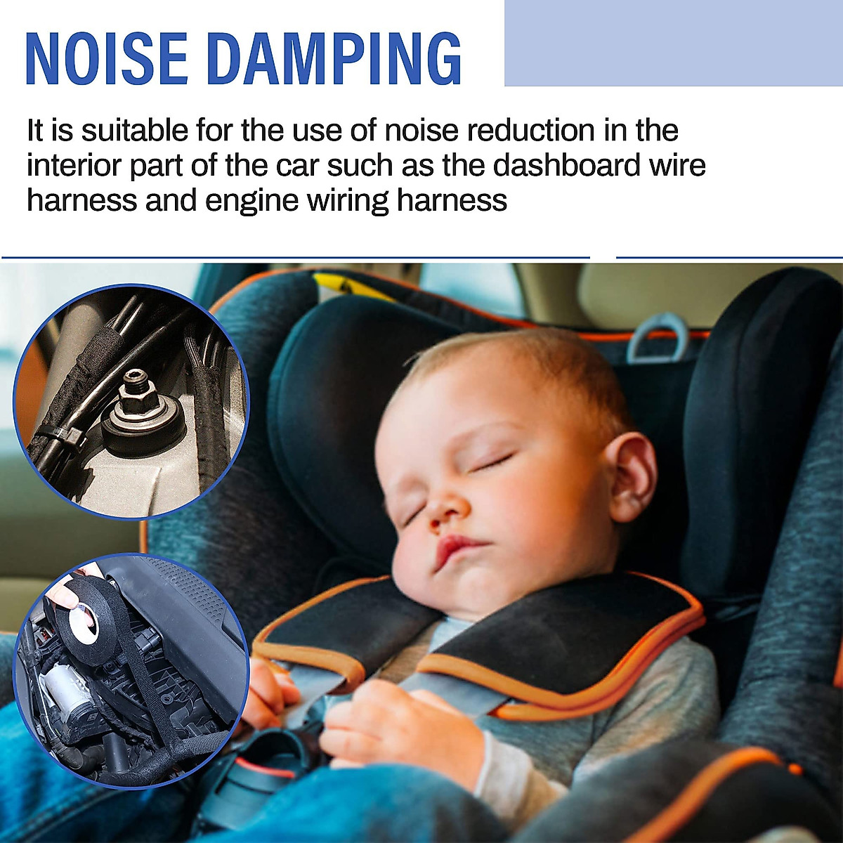 RED WOLF Wire Harness Tape Electric High Temp Wiring Cable Loom Adhesive Fabric Tape for Automobile Electrical Harness Wrap Noise Damping Protection Insulation Cable Fixed 3/4 Inch x 50 FT 2 Pack